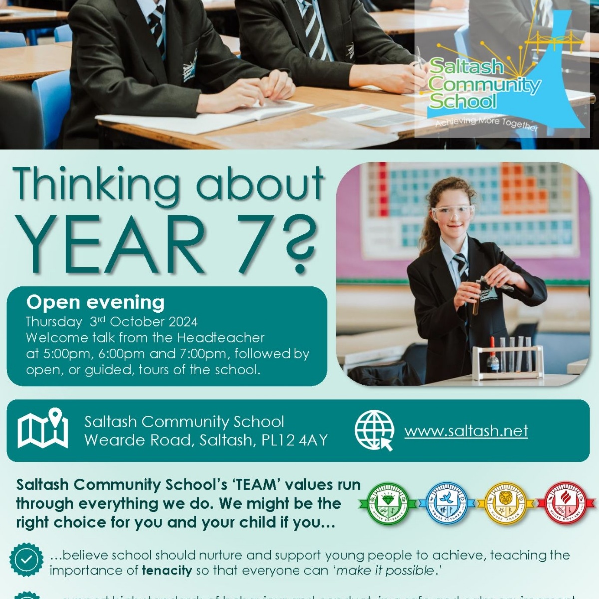 Saltash Community School - Open Evening - 3rd October 2024